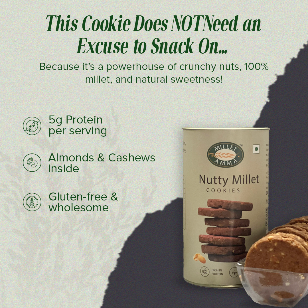 Nutty Millet Cookies - 135 grams – Millet Amma