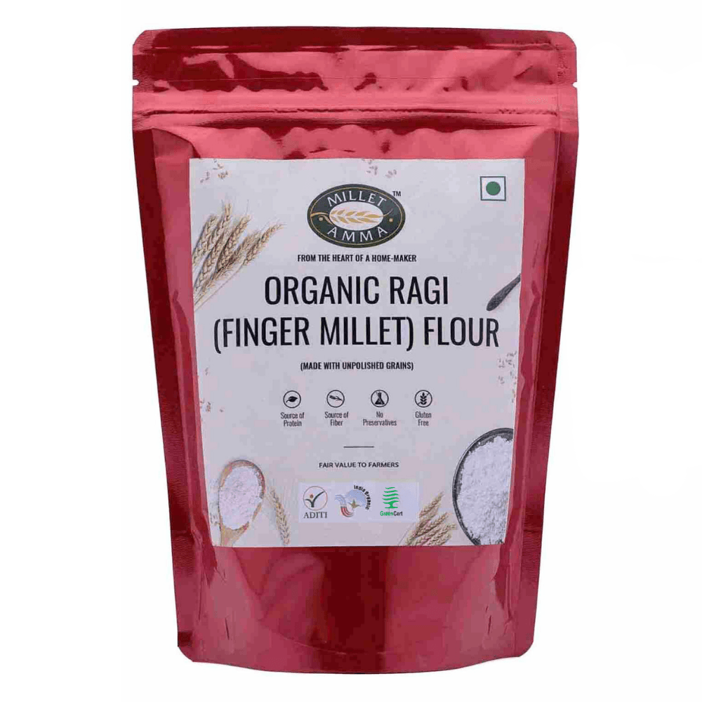 Ragi(Finger Millet) Flour Organic 500gm | Buy Ragi Flour - Millet Amma