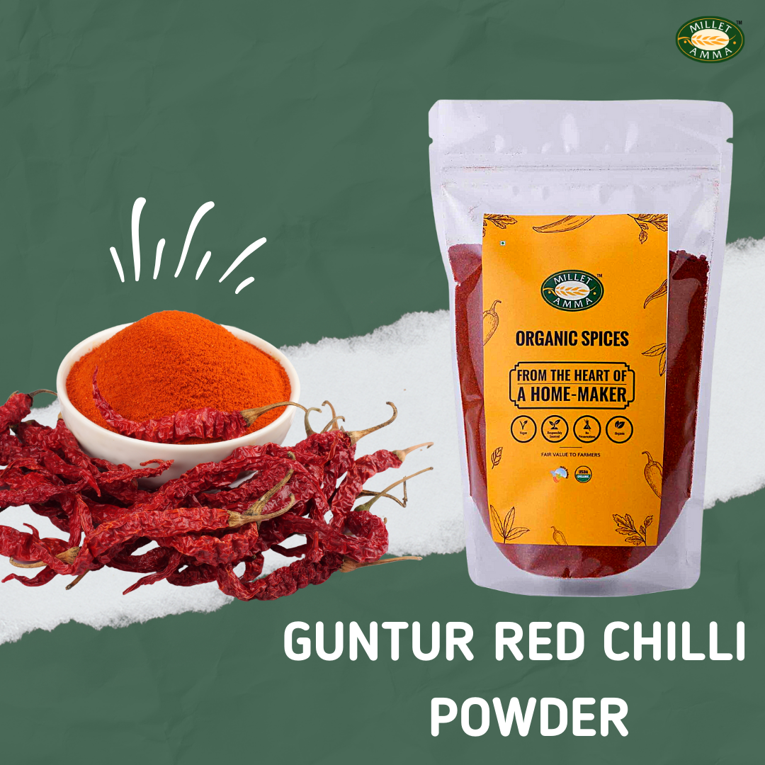 Guntur Red Chilli Powder Organic 250gm - Millet Amma