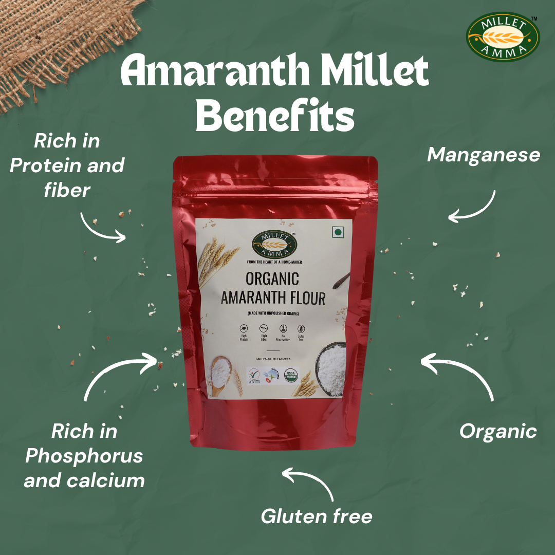 Amaranth Flour Organic 500gm | Buy Amaranth Flour - Millet Amma