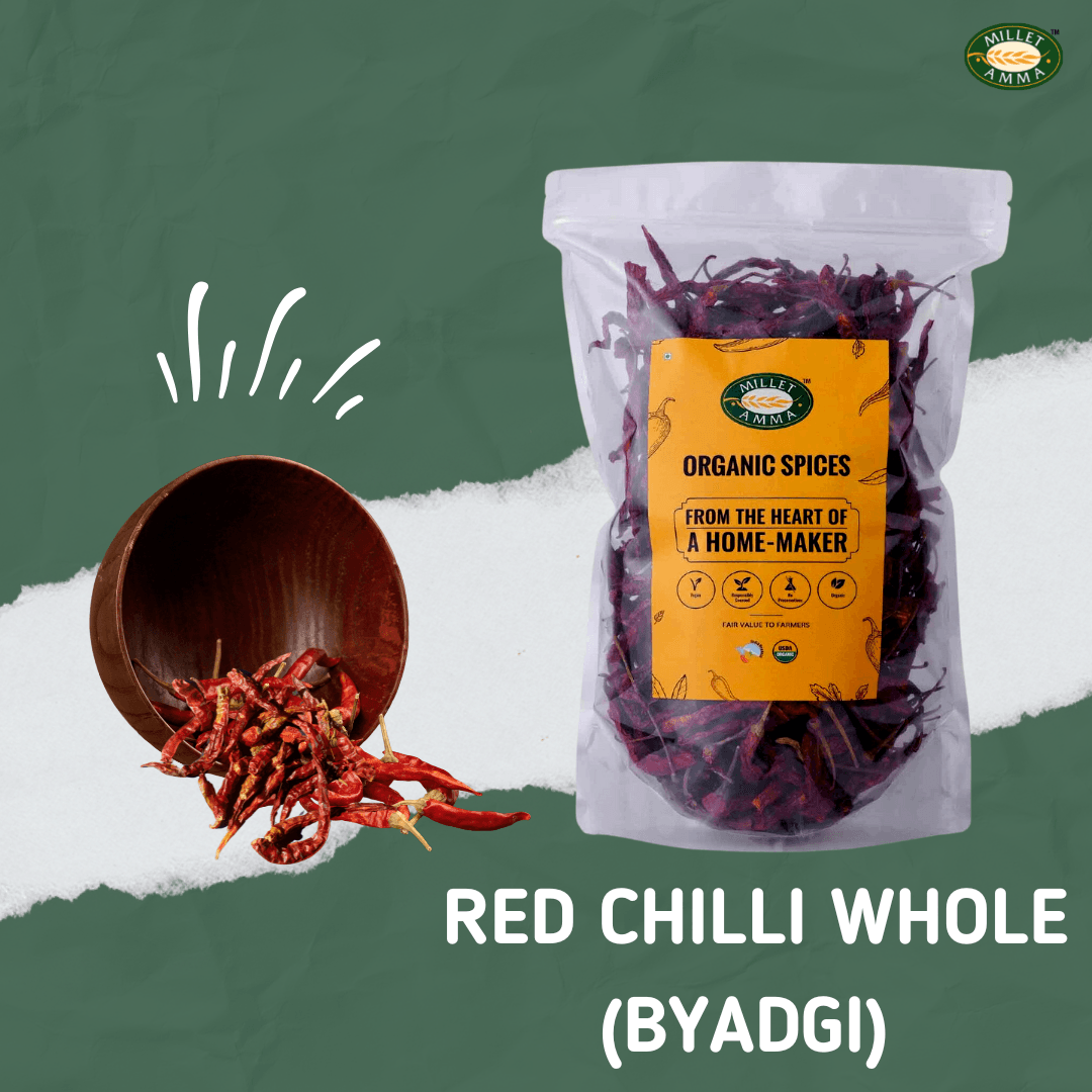 Red Chilli Whole (Byadgi) Organic 250gm - Millet Amma